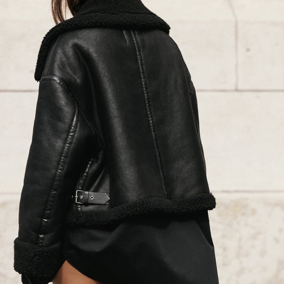 Zara | Jackets & Coats | Zara Zw Collection Doublefaced Biker Jacket ...